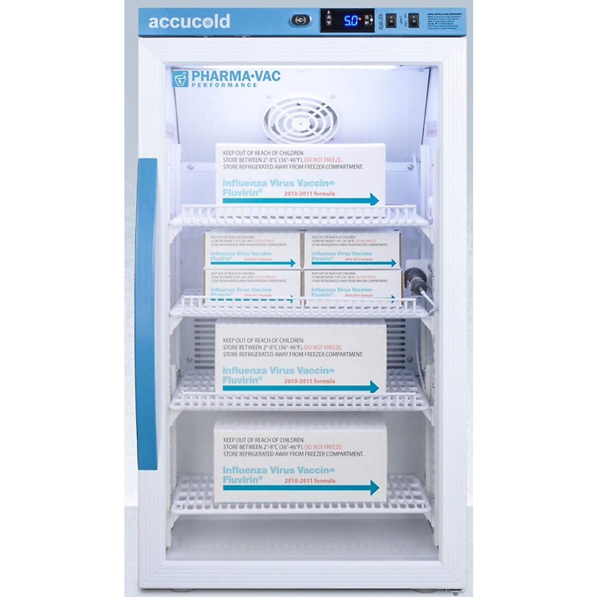 Summit Appliance ARG3PV Pharma-Vac Performance Series 3 Cu.Ft. Counter Height Commercial Vaccine All-Refrigerator with Glass Door, Automatic Defrost, Digital Thermostat and White Cabinet