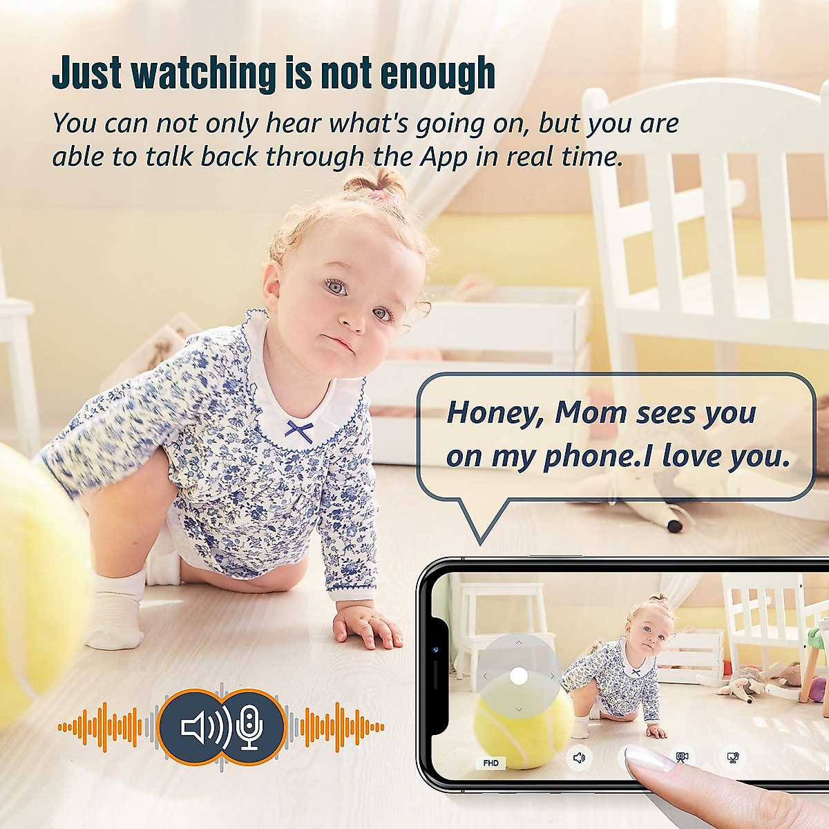 Wireless Security Camera, 1080P Pan/Tilt/Zoom WiFi Indoor Camera, Nanny Cam for Home/Pet/Baby/Elderly, with 24/7 Live Video, Night Vision, 2-Way Audio, Motion Detection, Cloud & SD Card Storage