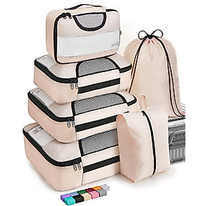 6 Set Packing Cubes for Suitcases, Travel Organizer Bags for Carry on Luggage, Veken Suitcase Organizer Bags Set for Travel Essentials Travel Accessories in 4 Sizes(Extra Large, Large, Medium, Small)