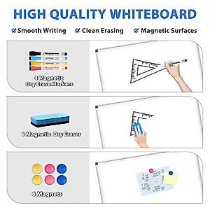 WALGLASS Magnetic White Board, 36" x 24" Double-Sides Dry Erase White Board for Wall, Hanging or Mounted Whiteboard, Horizontal or Vertical, Silver Aluminium Frame, Home, School, Office, Kitchen