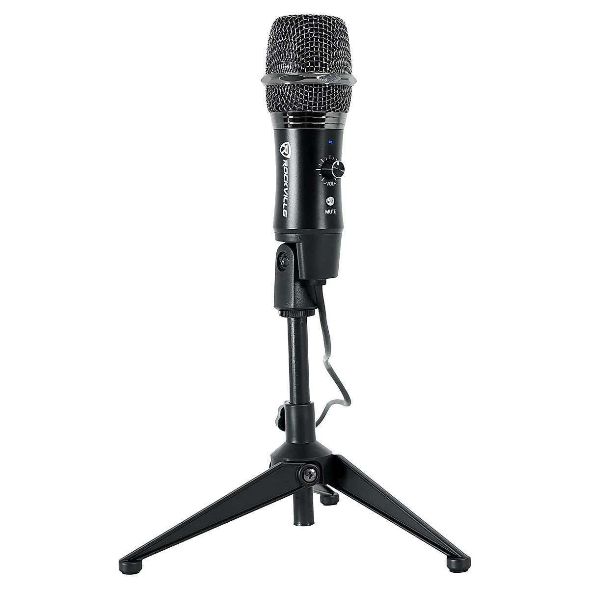 Rockville A-Stream Live Streaming USB Microphone w Gain+Mute Control+Stand+Cable