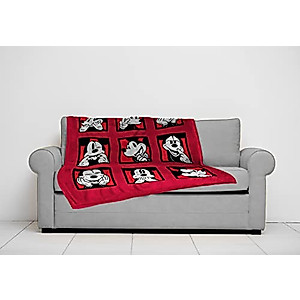 Disney Mickey Mouse Expressions Throw Blanket - Measures 50 x 70 inches - Fade Resistant Super Soft Fleece Bedding (Official Product)