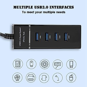 Ciglow 4 Port Hub,Portable USB 3.0 Adapter Splitter,5Gbps Data Transfer,Plug and Play,Data Hub for MacBook,PS4,Xbox One,Tablet,Etc.
