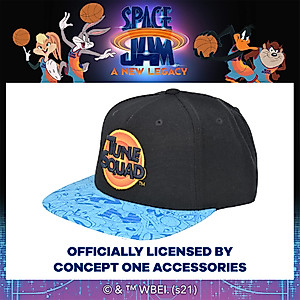 Warner Bros Space Jam 2 Tune Squad Snapback Hat, Adjustable Baseball Cap Black