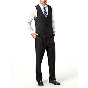 Mens Suit Slim Fit 3 Piece Suits for Men Formal Bussiness Prom Tuxedos Suit Wedding Party Suit Blazer Vest Pants & Tie Black XS