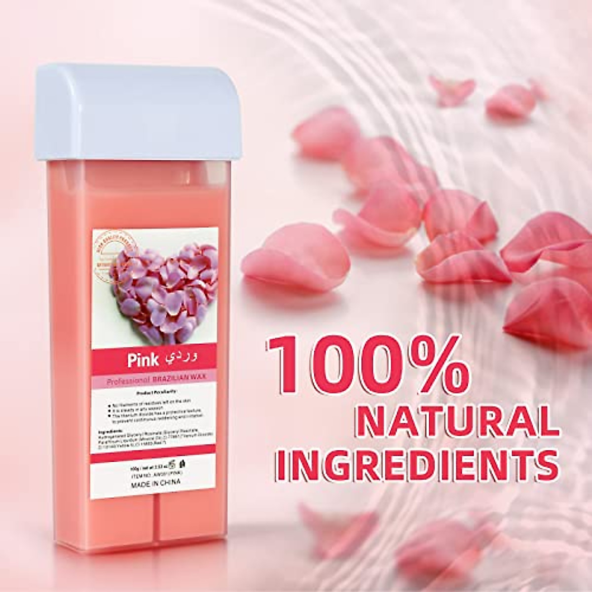 Waxing Kit for Women,Roll On Wax,Roll On Wax Kit with 100 Wax Strips for Hair Removal Wax Kit,Beth lee Rose Wax Roller Kit Wax Warmer for Legs,and Arms,at Home Waxing Kit for Women and Men