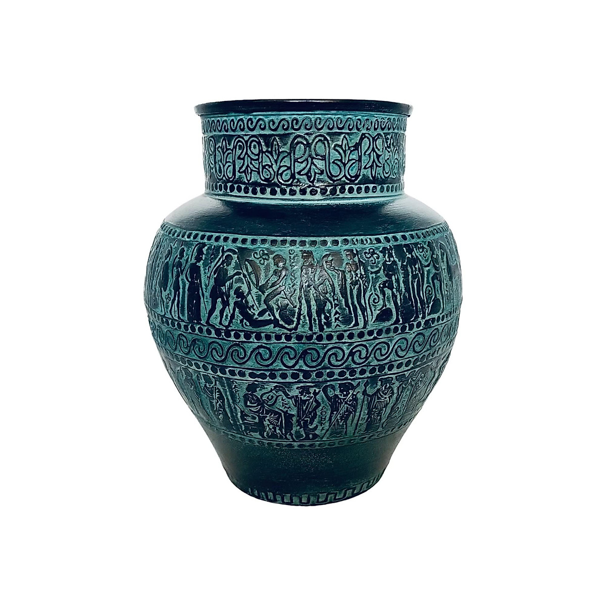 Greek Pithari,Relief terracotta,Pottery Vase 21cm,Ancient Greek Mythology Scenses