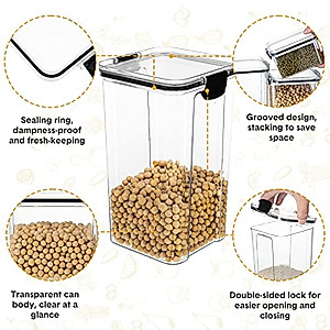 8 Pcs Food Storage Containers for Pantry Clear Airtight Food Flour Storage Container Set with Lid 1.3 L/ 44 oz Pantry Organization Canisters Air Tight Kitchen Container for Bean Sugar Pasta Rice