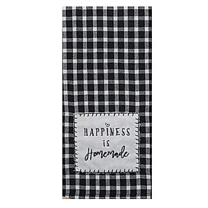 18TH STREET GIFTS Farmhouse Kitchen Towels - Buffalo Plaid Dish Towels - Black and White Buffalo Plaid Decor, Set of 4