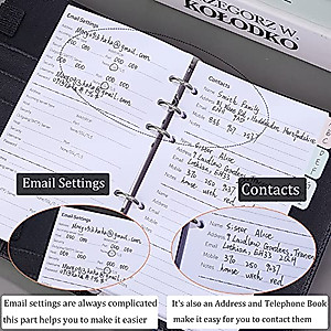 Password Address Book Refill Pages for 6-Ring Refillable Binder Password Address Notebook Replacement Page with 6 Holes 3.9″x 6.7″
