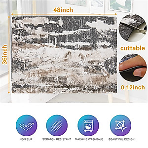 Bsmathom Office Chair Mat for Hardwood and Tile Floor, Computer Gaming Chair Mat for Rolling Chairs, Multi-Purpose Desk Chair Mat, Large Anti-Slip Floor Protector for Home Office (Grey,48"x36")