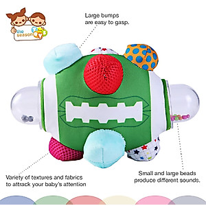 The Season Toys Football Bumpy Ball for Baby Cognitive Developmental, Baby Boys & Girls – Newborn to 36 Months Sensory Football Rattle Toy, Green