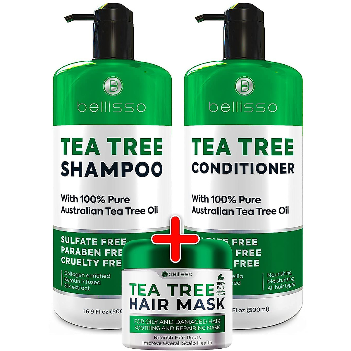 BELLISSO Tea Tree Oil Hair Mask, Shampoo and Conditioner Set