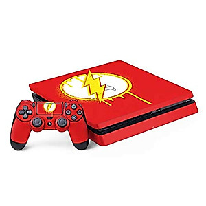 Skinit Decal Gaming Skin compatible with PS4 Slim Bundle - Officially Licensed Warner Bros Flash Emblem Drip Design