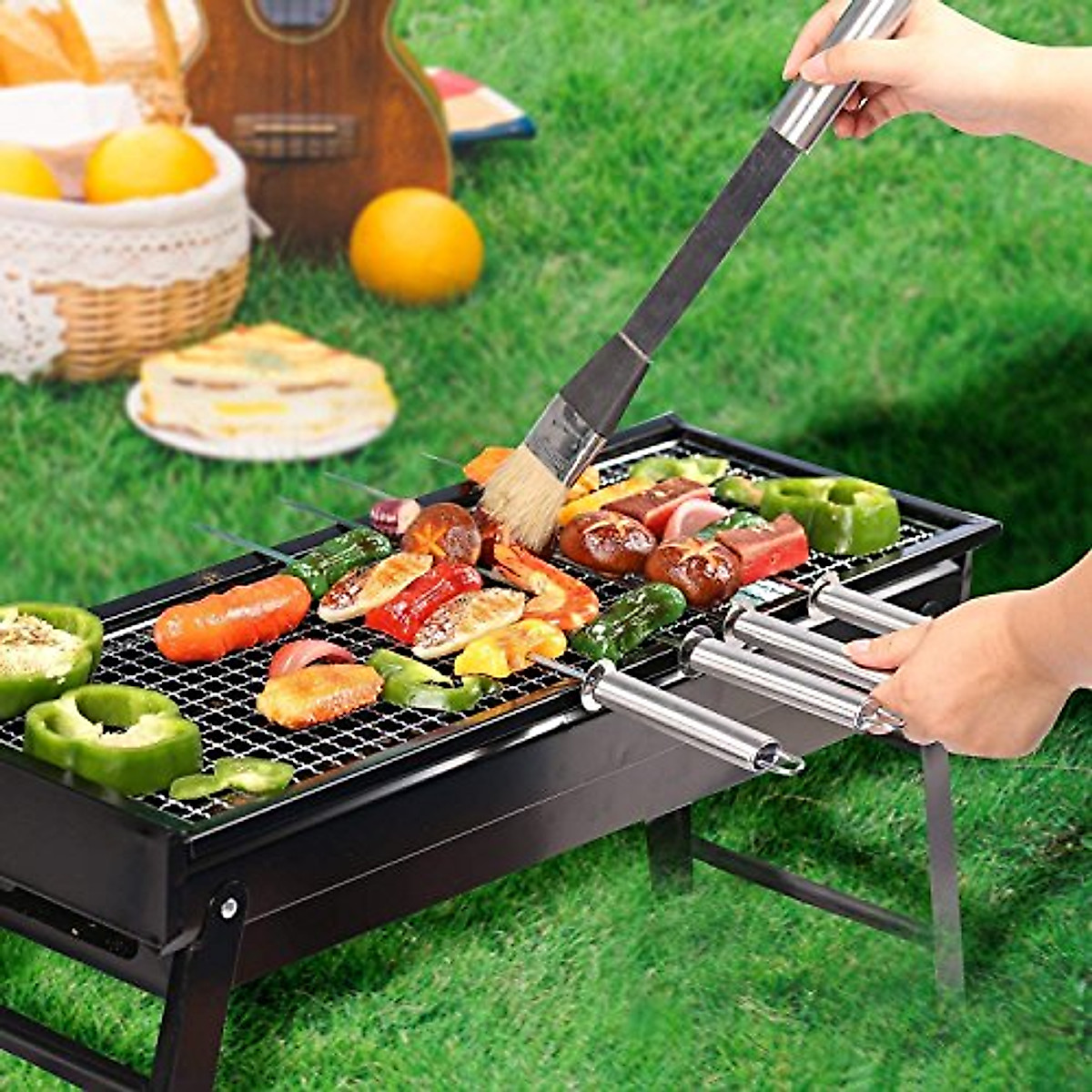 Charcoal Grill,Portable Barbecue Grill Folding BBQ Grill,Small Barbecue Grill,Outdoor Grill Tools for Camping Hiking Picnics Traveling 24''x13''x9''
