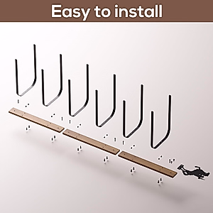 TIPSYTREE Cowboy Hat Rack,6 Pieces Cowboy Hat Holder with Wooden Board for wall, Metal, Wall Storage Hat Organizer for Hat Collection Western Room Décor