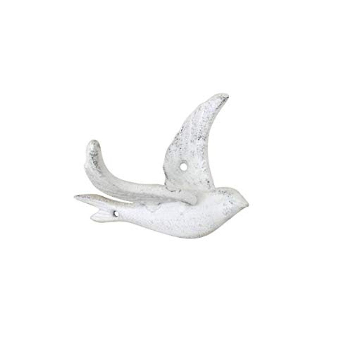 Handcrafted Nautical Decor Whitewashed Cast Iron Flying Bird Decorative Metal Wing Wall Hook 5.5"