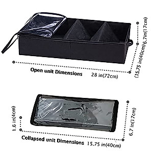 QINSAWAKA Underbed Storage Containers Under Bed Storage Drawer Organizer With Sturdy Structure for Clothes, Blankets, Shoes, Three-side Open Chunky zippers Firm Sides & Bottom 2 Pack, Black