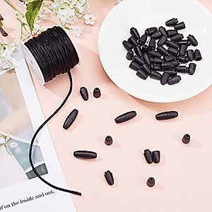 PH PandaHall Breakaway Clasp for Lanyard, 30 Set Black 24mm Plastic Barrel Connectors Safety Clasps with 10m 2mm Nylon Lanyard String Cords for Necklaces Bracelets Lanyards Jewelry DIY Craft Making