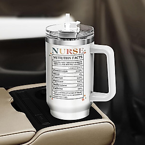 99WHALE Funny Coffee Women Nursing Nurses For Week Cups Handle Tumblers White Straws Student Er, Nurse Gifts, Tumbler 40 Oz With Handle Lid And Straw, Nurse Encourage Nutrition Facts
