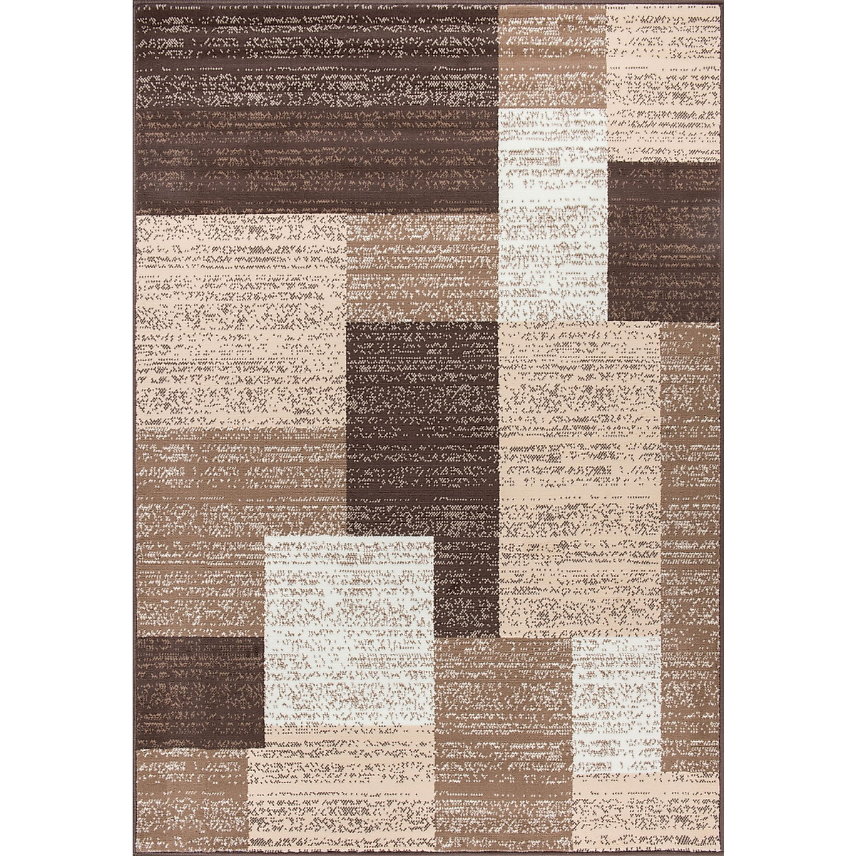 Rugshop Contemporary Distressed Boxes Soft Area Rug 5' x 7' Brown