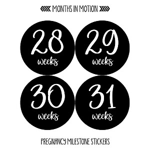 Months In Motion Pregnancy Weekly Belly Growth Stickers - Week to Week Pregnant Expecting Photo Prop - Maternity Keepsake - Baby Bump - Large Set of 36 Weekly Photo Sticker