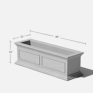 Veradek Brixton Window Box Plastic Planter - Large Rectangular Planter for Outdoor Balcony/Windowsill | Crack-Resistant All-Weather | Classic Estate Design for Flowers, Herbs, Succulents