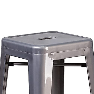 Flash Furniture Lincoln 30'' High Backless Clear Coated Metal Indoor Barstool with Square Seat