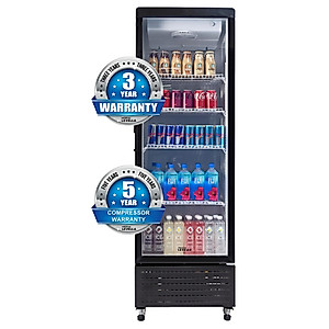 PremiumLevella Glass Door Display Refrigerator 10.0 cu ft Commercial Beverage Cooler Merchandiser With Sleek LED Light Strip