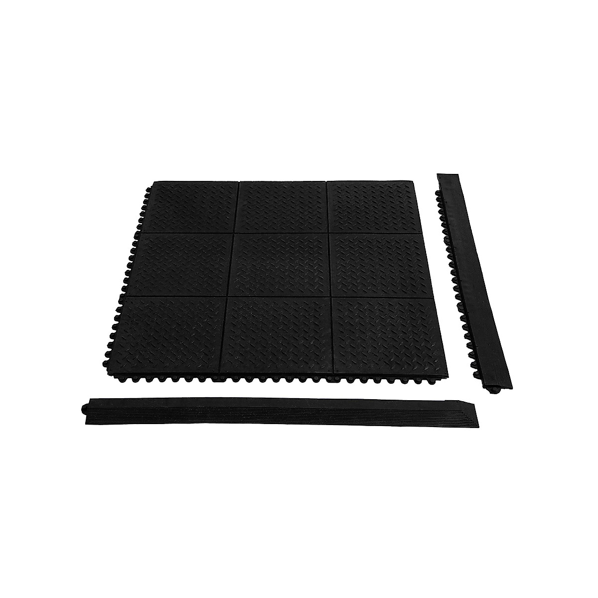 IncStores 5/8 Inch Thick Evolution Rubber Interlocking Floor Tiles | Flexible Rubber Floor Tiles for a Stronger and Safer Basement, Home Gym, Shed, or Trailer | Diamond Plate, 5 Pack