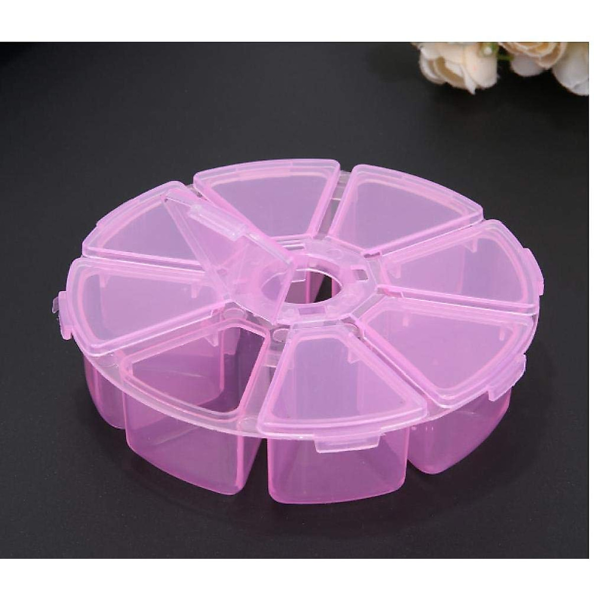 Diamond Painting Boxes Mini 8 Grids Rhinestone Gems Plastic Box Round Storage Box Case Jewelry Bead Makeup Clear Organizer