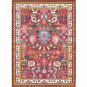 Rugs.com Fleur Collection Rug – 8' x 11' Multi Medium-Pile Rug Perfect for Living Rooms, Large Dining Rooms, Open Floorplans