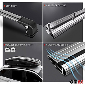 OMAC Roof Rack Cross Bars Carrier Aluminium for Ford Transit Connect 2010-2013 Black 2 Pcs Anti-Theft for Travel Kayak Canoe Surf Ski Snowboard Camping