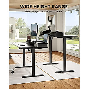 Ergear ErGear Electric Standing Desk with Double Drawers, 48x24 Inches Adjustable Height Sit Stand Up Desk, Home Office Desk Computer Workstation with Storage Shelf, Black (EGESD5B-1)