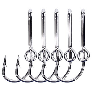 Goture 5Pcs Fish Hook Hat Clips High Carbon Steel Clasp Money Clips Cap Tie Pins Black/Silver