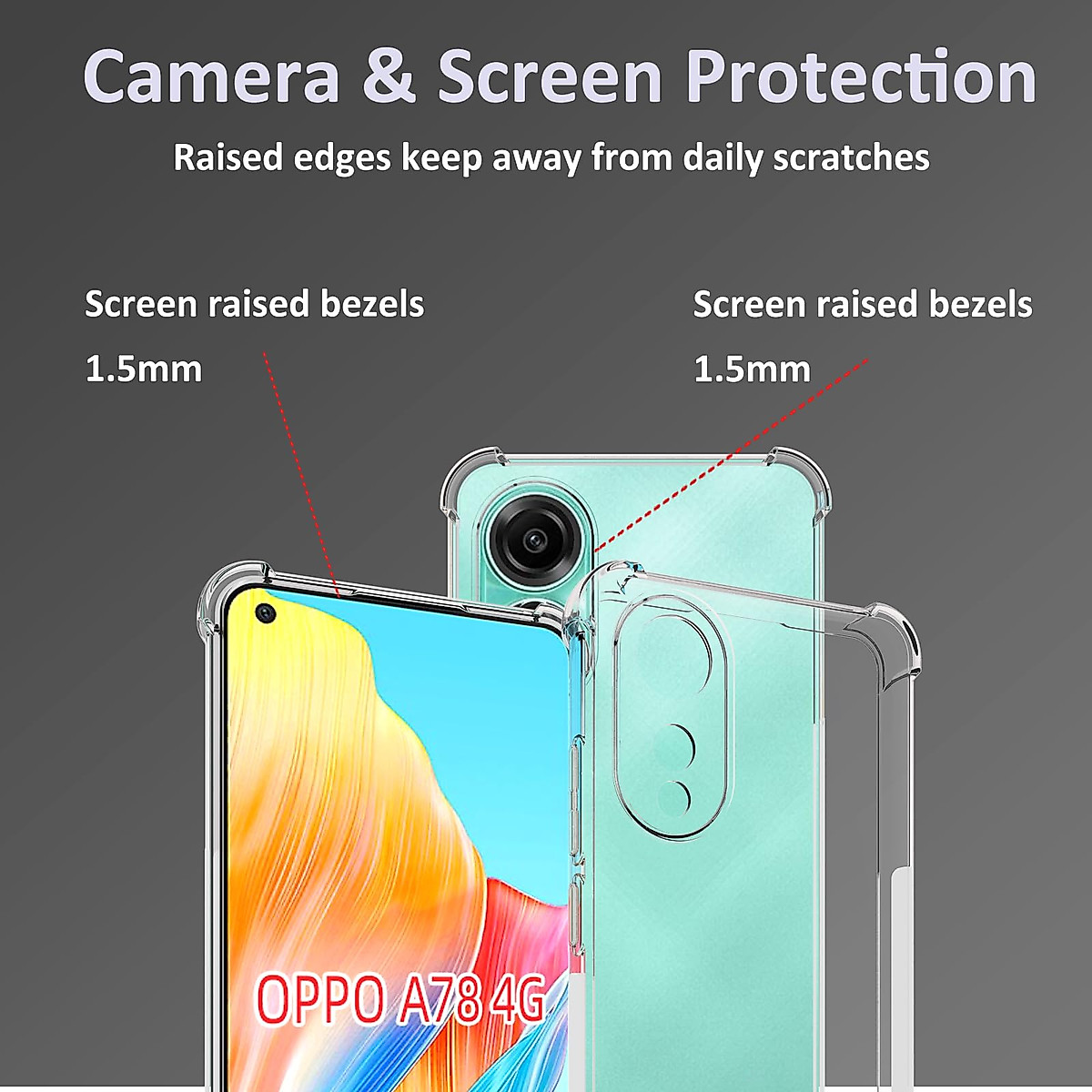 USTIYA Case for Oppo A78 4G Clear TPU Four Corners Protective Cover Transparent Soft