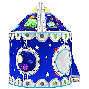 ImpiriLux Play Tent for Kids with Cape and Mask Costume Set | Rocket Themed Children's Pop Up Playhouse Fort for Boys and Girls