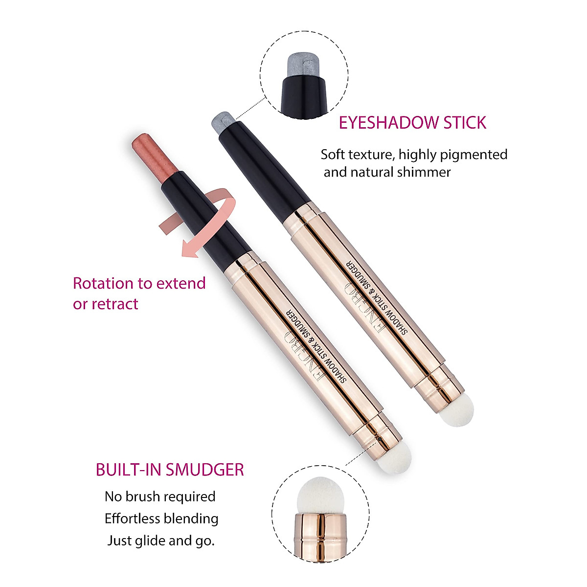 Enfuntins 3 Pcs Eyeshadow Stick, Cream Glitter Eyeshadow Pencil, Hypoallergenic Waterproof Long Lasting Eye Shadow Sticks with Soft Smudger, Smokey Eyeshadow Sets for Eye Makeup (#10#11#12)