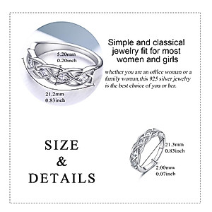 Celtic Ring Sterling Silver Simple Criss Cross Knot Ring Wedding Band Celtics Jewelry Christmas Gifts for Women Her Girlfriend Wife