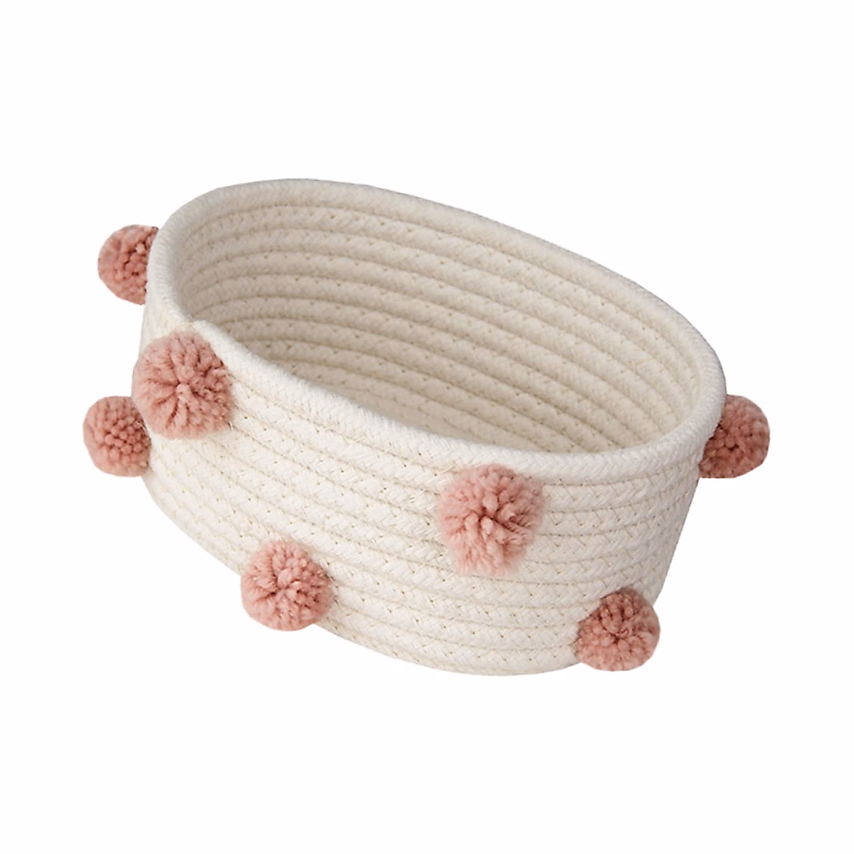 ABOOFAN Storage Basket Boho Basket Storage Shelf Clothes Container Shelf Storage Rack Woven Laundry Baskets Sundry Cosmetic Storage Holder Shelf Basket Pink To Weave Cotton