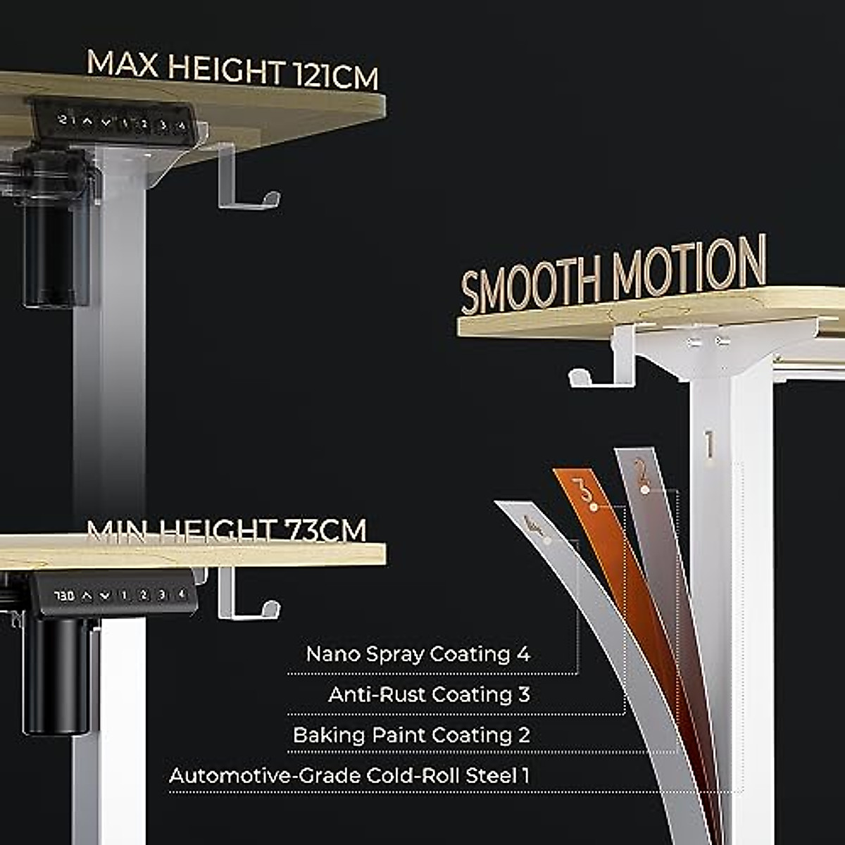 SOHOMACH Electric Standing Desk - Adjustable Height with Memory Preset, 48 x 24 Inches Ergonomic Design Home Office Standing Desk
