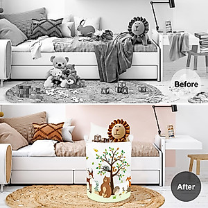 Clastyle 63L Large Woodland Animal Tree Kid Laundry Hamper with Handle for Boy Girl Collapsible Clothes Toy Storage Basket with Lid for Bedroom Bathroom Nursery