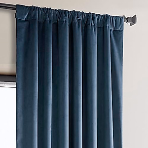 HPD Half Price Drapes Heritage Plush Velvet Curtains 96 Inches Long Room Darkening Curtains for Bedroom & Living Room 50W x 96L, (1 Panel), Avalon Blue