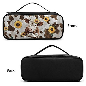 Sepetwhos Sunflower Cow Stethoscope Carrying Case Large Stethoscope Holderwith Mesh Pockets Portable Hard Organizer Storage Bag Stethoscope Accessories