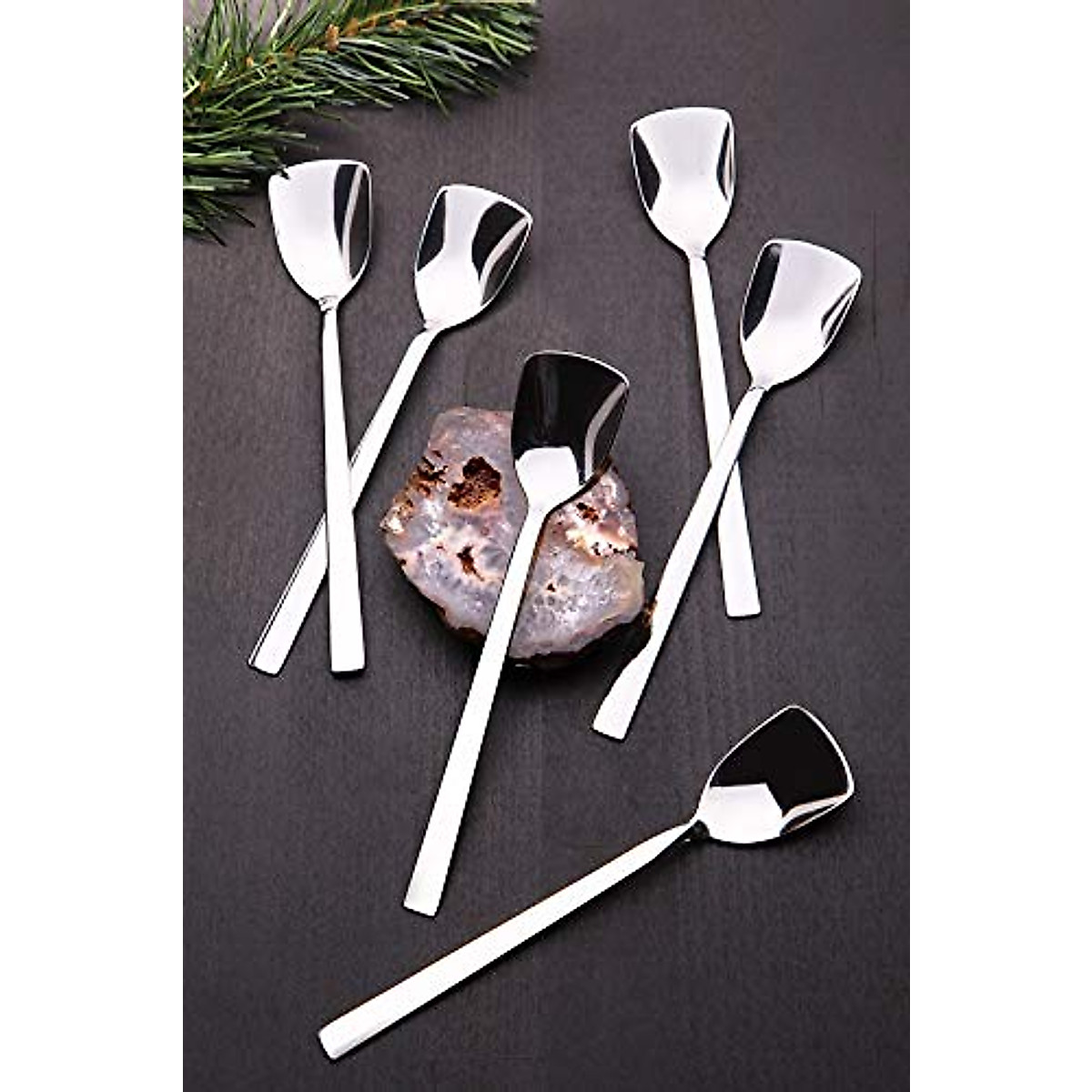 GLASIA Set of 6 Glass Ice Cream Bowls and 6 Stainless Steel Spoons | Small Dessert Cups for Parfait Sundae Snacks Fruit | Mini Footed Trifle Tasters with Spoon | Lead-Free Glass Dessert Serving Dishes
