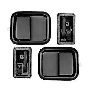 VESEN Exterior Door Handle + Interior Release Handle Replacement for 1997-2006 Wrangler # 55176383AE 55176382AE 55176477AC 55176476AC | Pack of 4