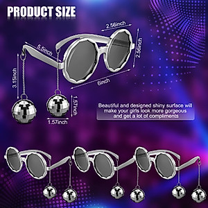 Oudain 9PCS Retro Disco Ball Glasses Funny Party Sunglasses 70s Disco Glasses Silver Chain Glasses for Women Girl Party Favor
