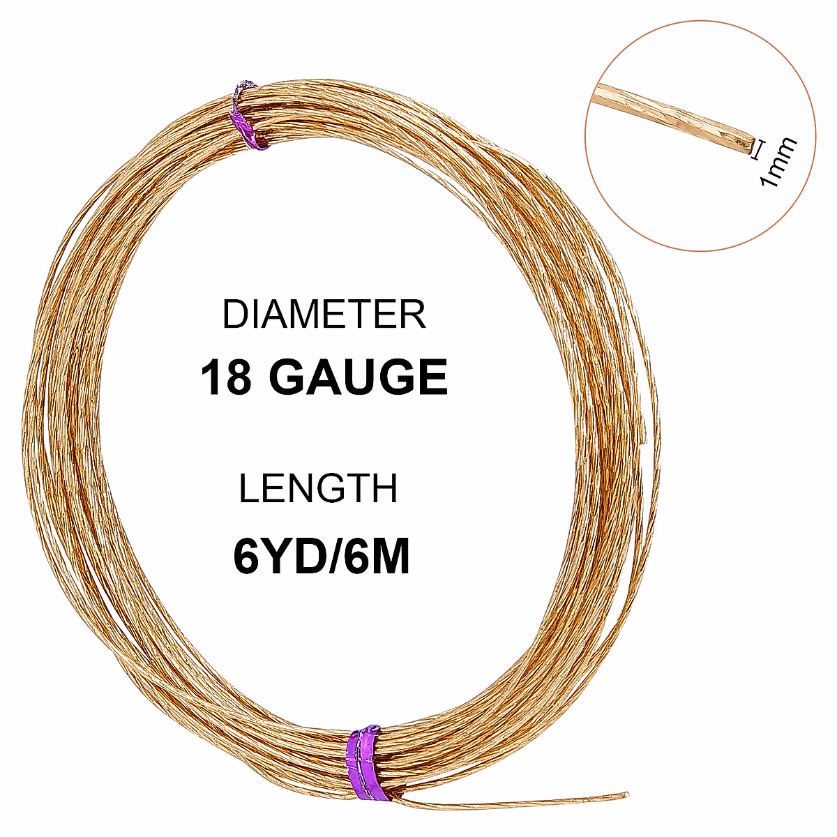 BENECREAT 20Ft Engraved Textured Brass Wire, 20 Gauge Jewelry Craft Copper Wire for Ring Making, Beading Wrapping and Other Jewelry Craft