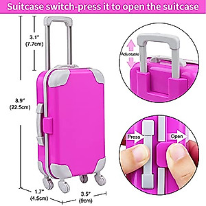 ZITA ELEMENT 24 Pcs 18 Inch Girl Doll Accessories Suitcase Luggage Travel Set Including 18 Inch Doll Clothes Luggage Pillow Blindfold Sunglasses Camera Computer Cell Phone Ipad and Other Stuff