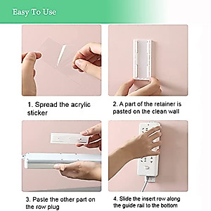 TPSOUM 4 Pcs Self-Adhesive Desktop Socket Fixer, Punch-Free Wall Mount Power Strip Holder, Desktop Mountable Plug-in Socket Fixer Bracket Stand (White)